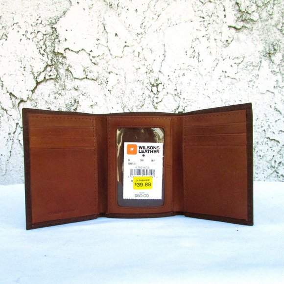 Wilsons Leather | Bags | Wilson Leather Brown Mens Trifold Wallet 34x4 ...